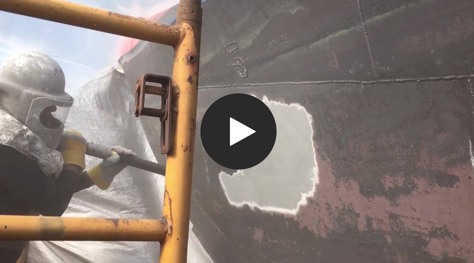 Blasting Ship Hull using Sponge Media Abrasive